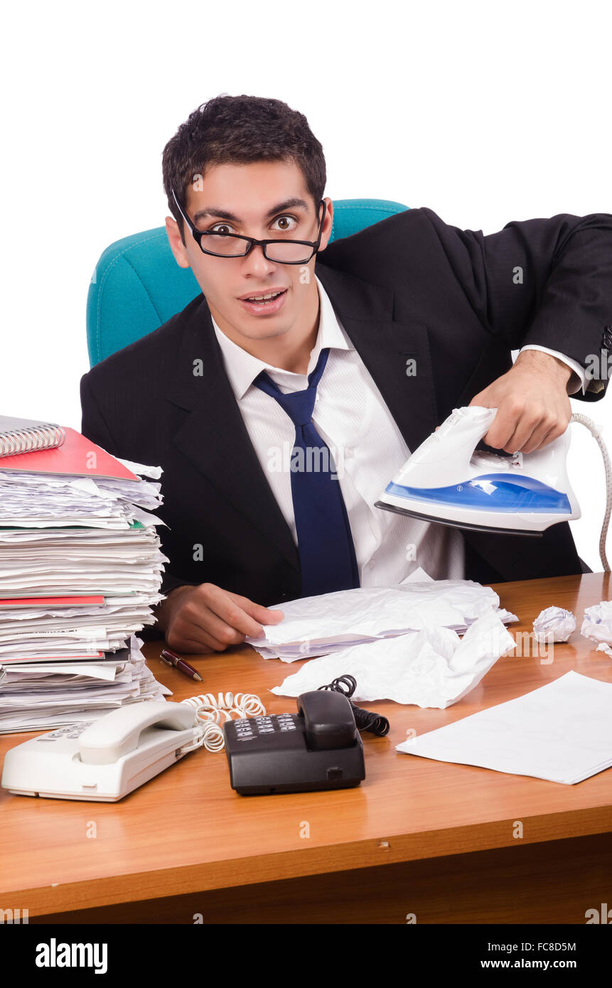 Busy businessman under work stress Stock Photo - Alamy