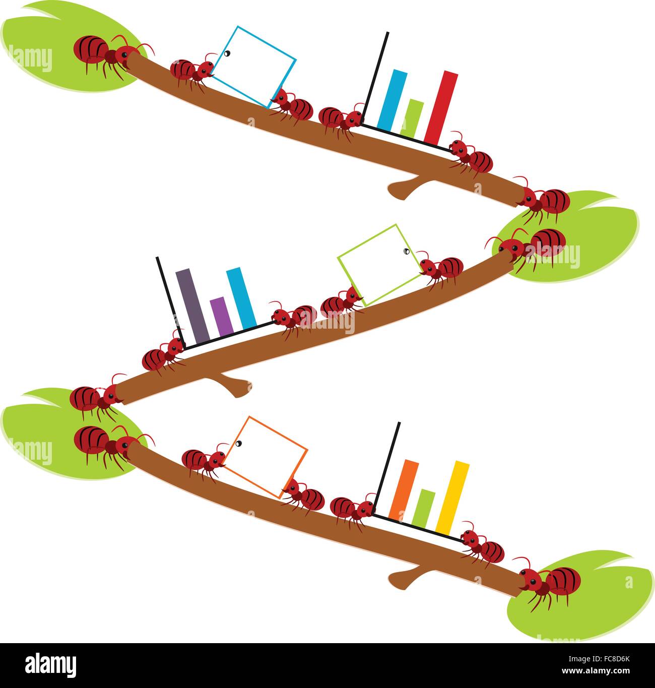 Red ants hard work in teamwork power concept illustration Stock Vector ...