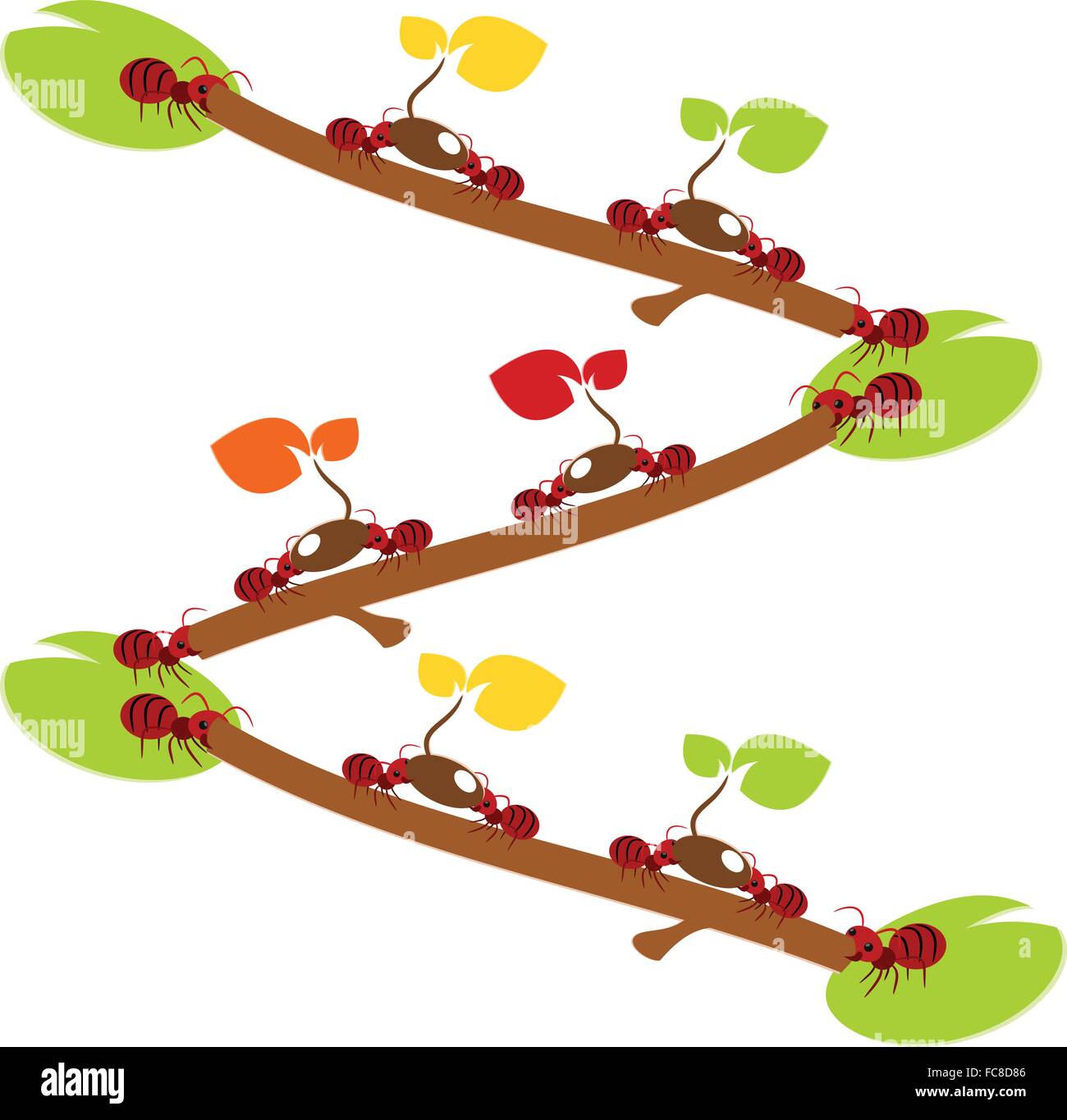 Red ants pick the tree in teamwork power concept illustration Stock ...