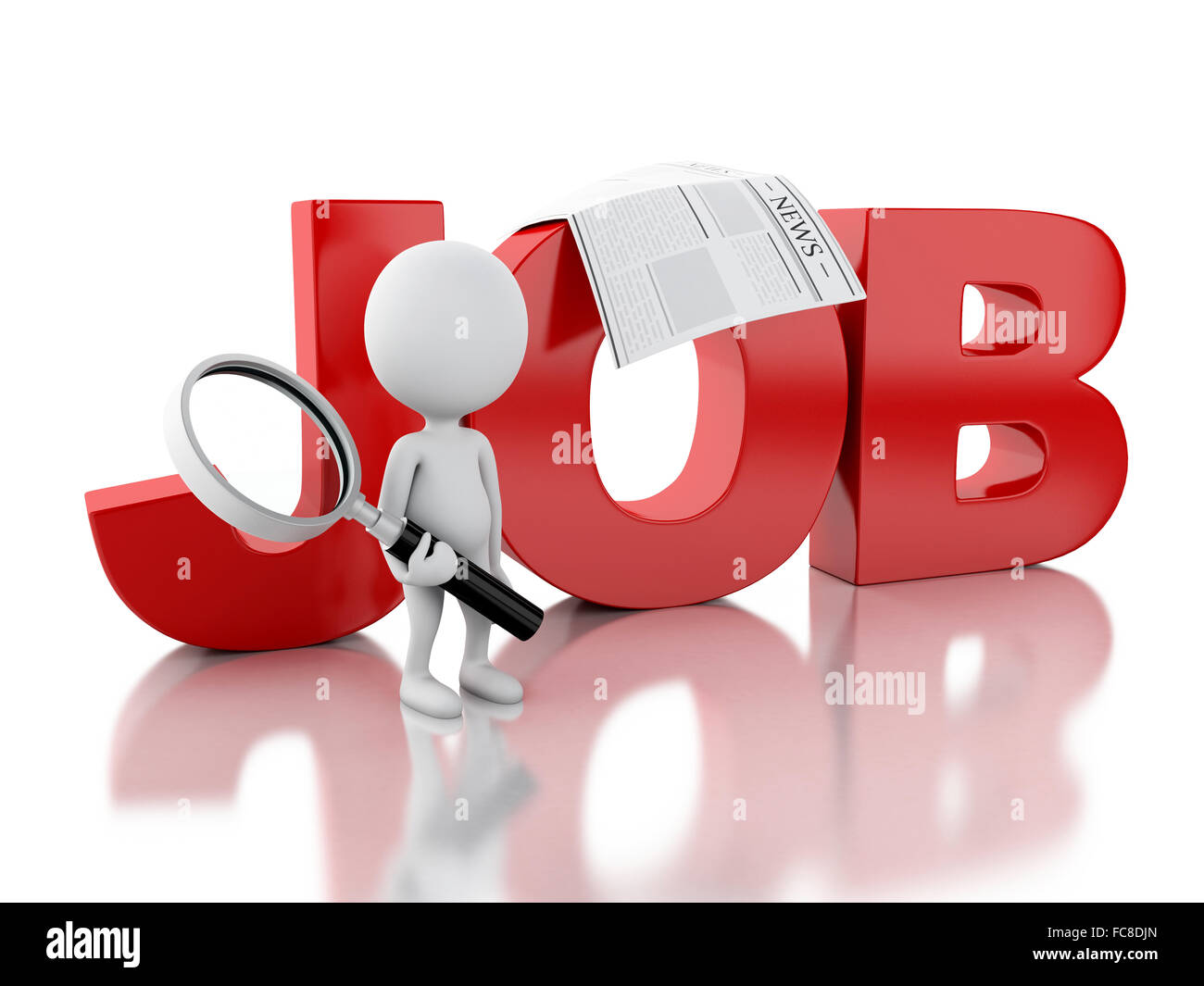 3d White people with Search job Text Stock Photo - Alamy