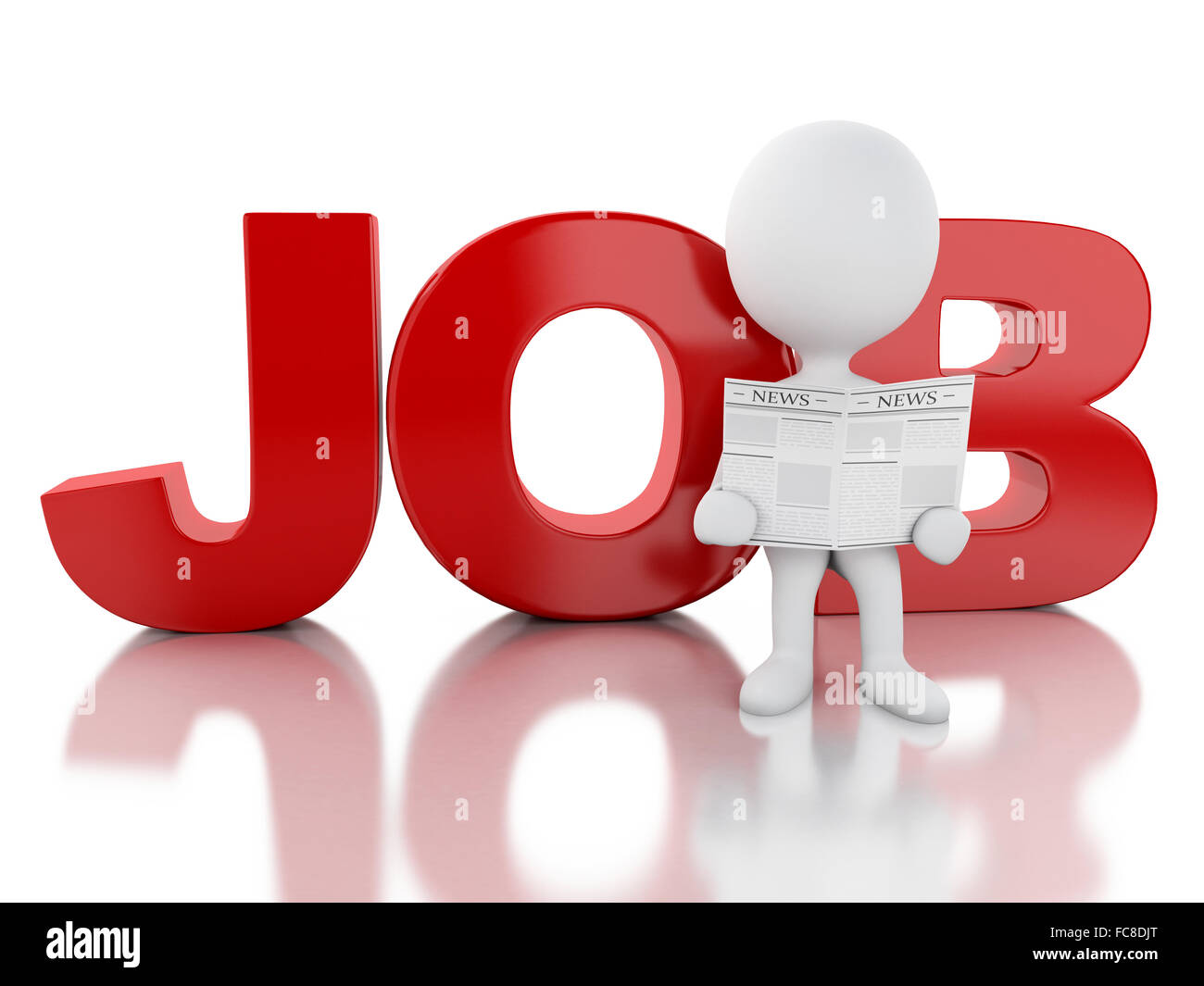3d White people with Search job Text Stock Photo - Alamy