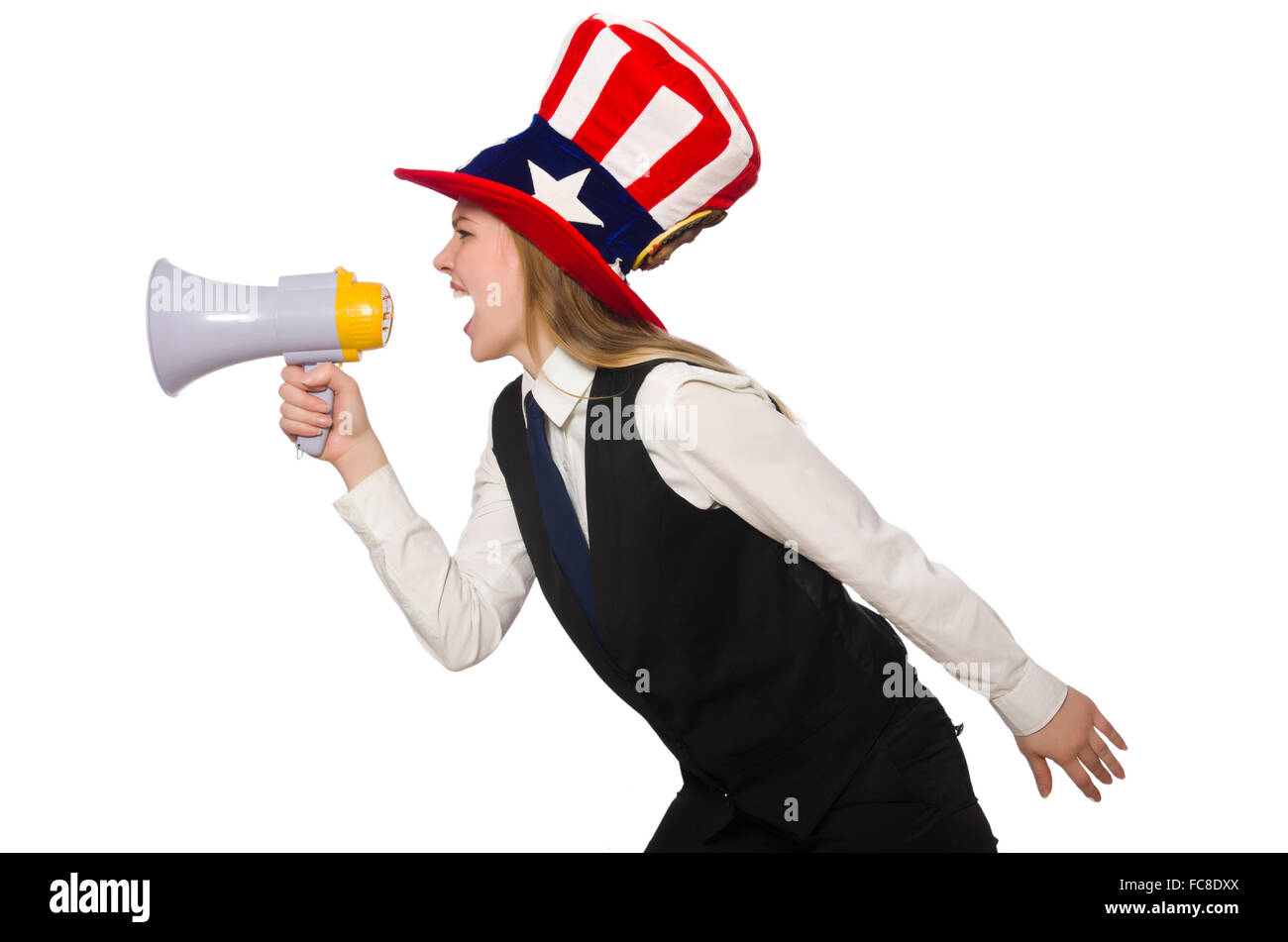 Woman screaming wearing employee hi-res stock photography and images ...