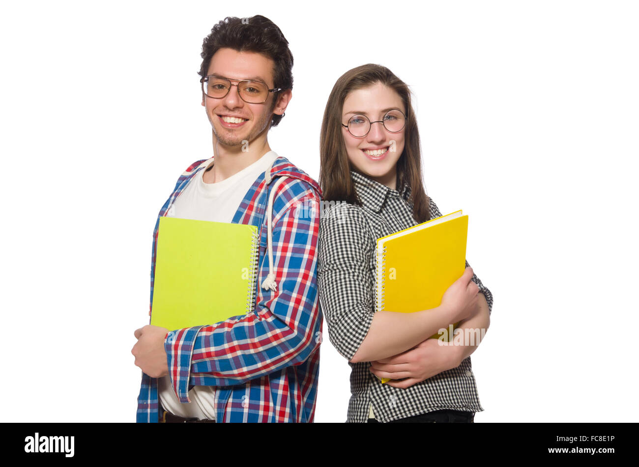 Pair of students isolated on white Stock Photo - Alamy