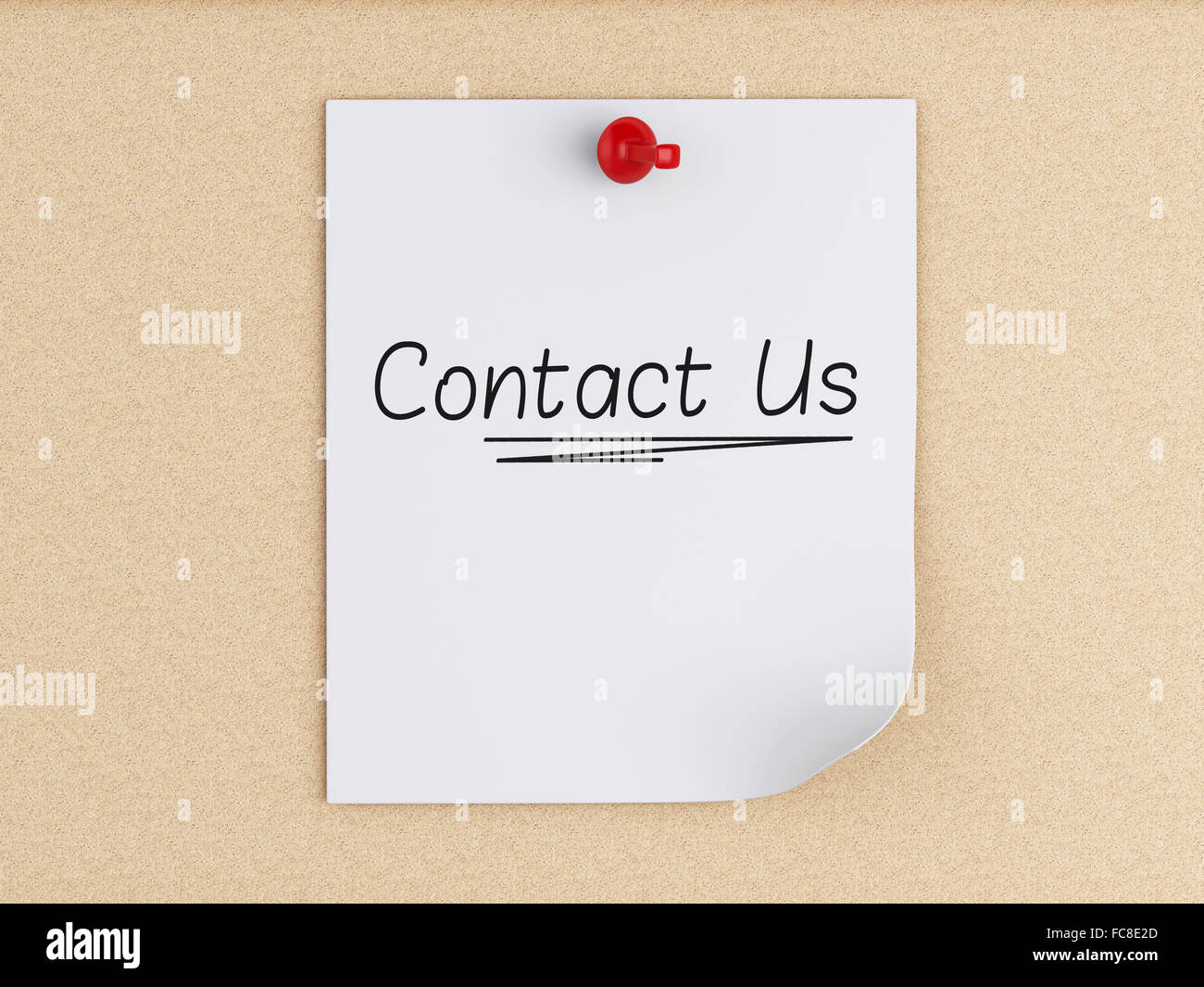 3d Contact us word on Post-it notes with pushpin Stock Photo - Alamy