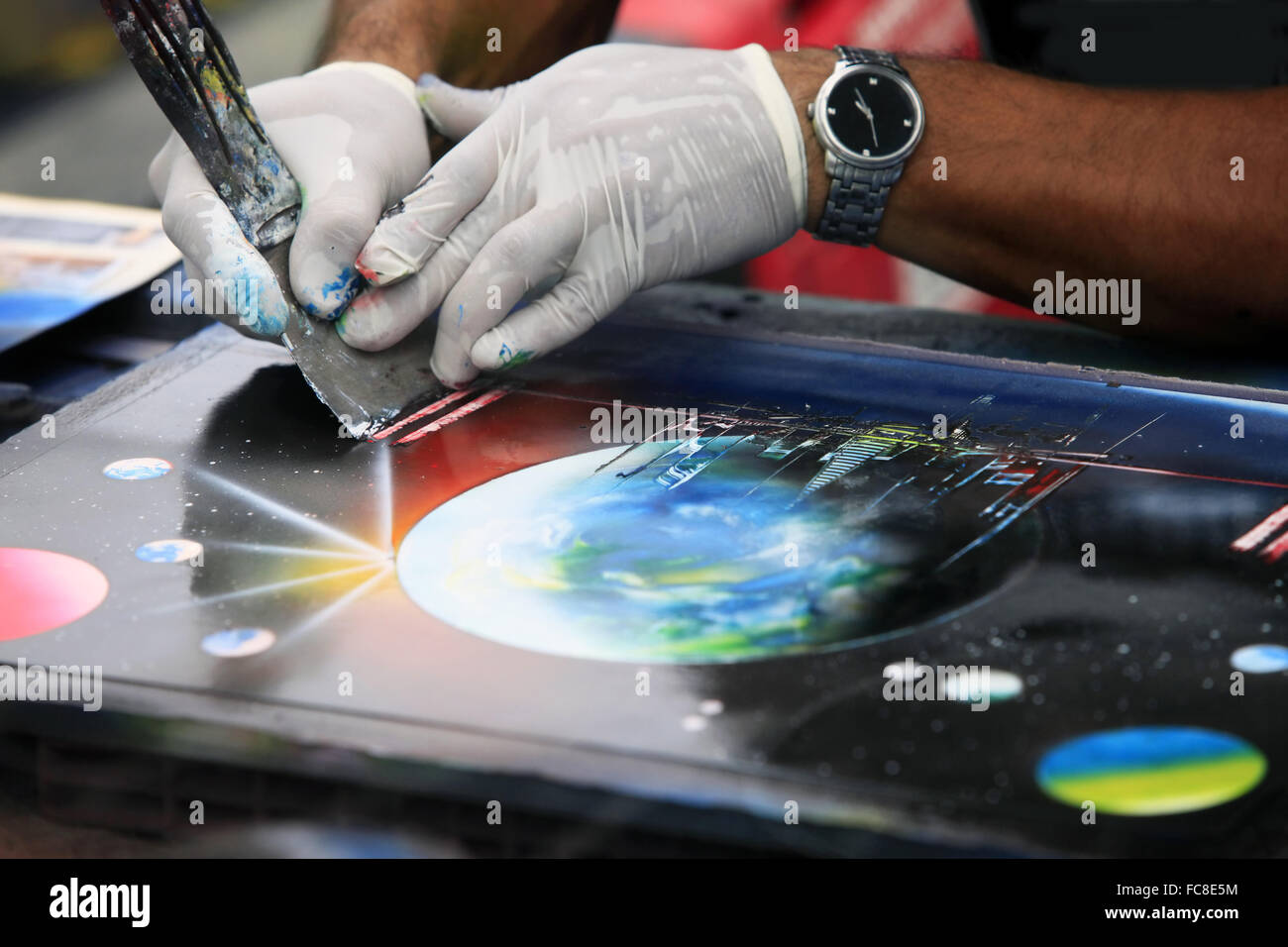 artist draws a picture Stock Photo - Alamy