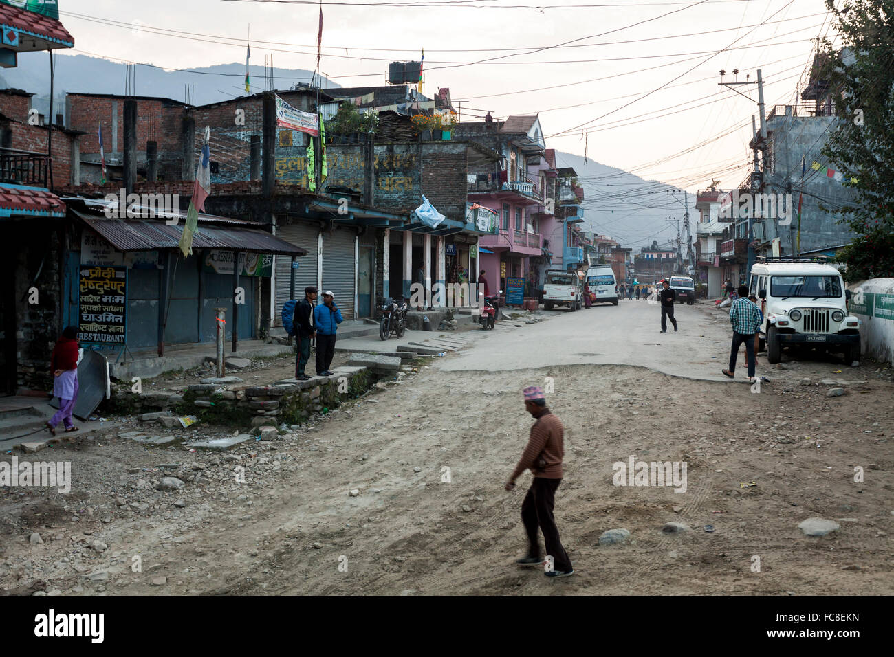Street in Besi Sahar, Nepal Stock Photo - Alamy