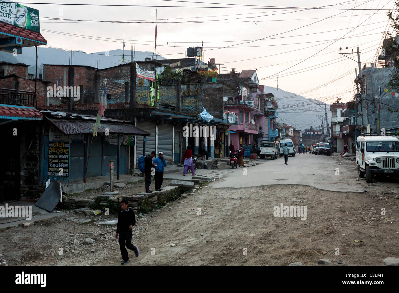 Street in Besi Sahar, Nepal Stock Photo - Alamy
