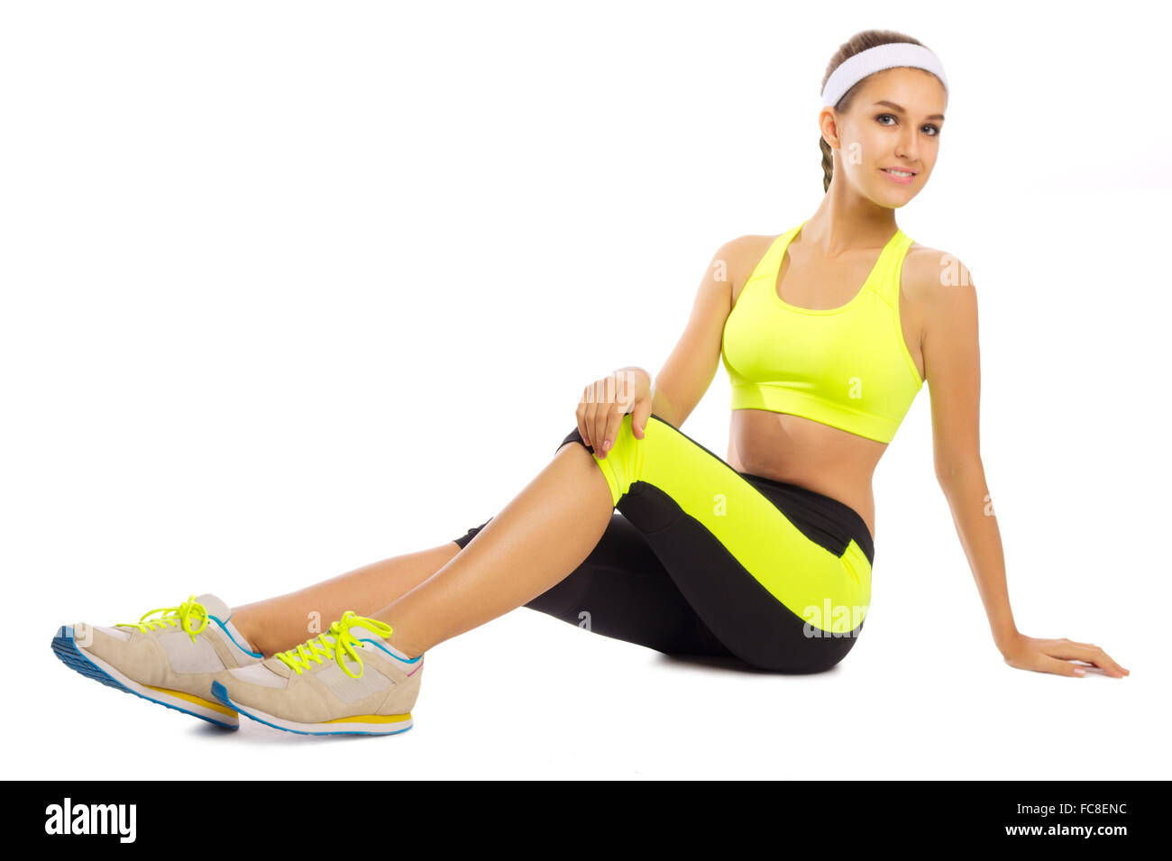 Young sporty woman isolated on white Stock Photo - Alamy