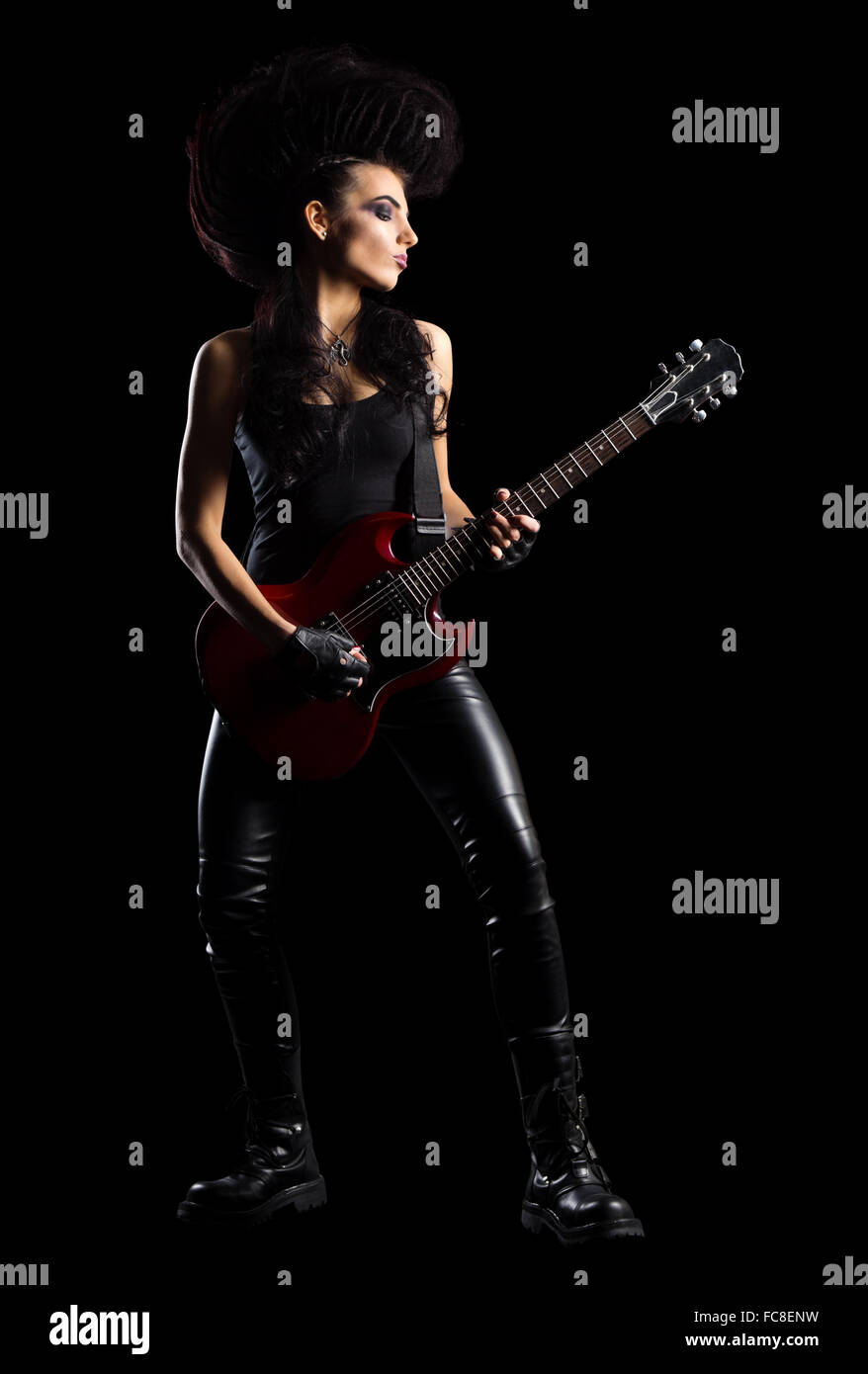 Rock musician in leather clothing isolated Stock Photo - Alamy