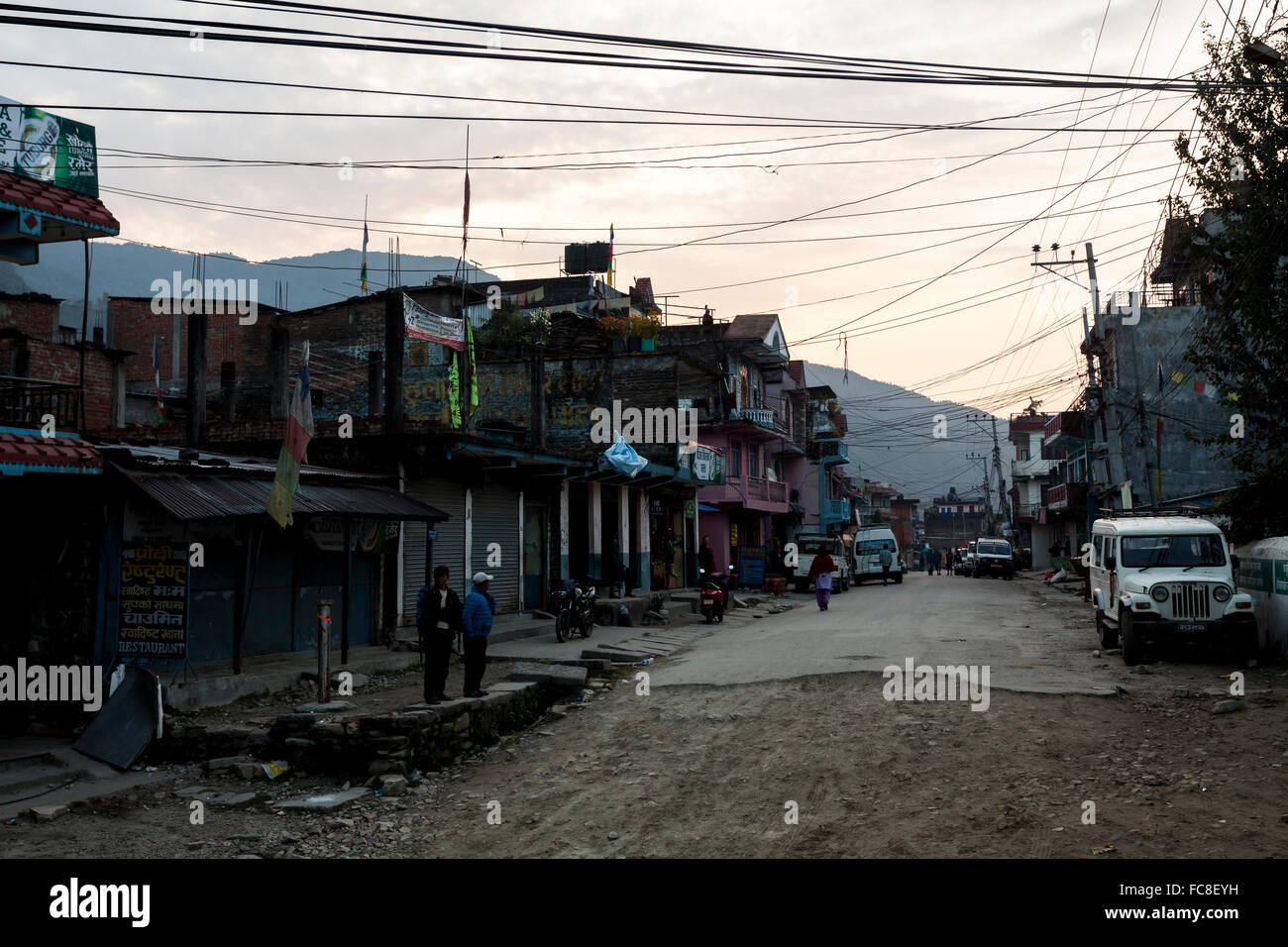 Street in Besi Sahar, Nepal Stock Photo - Alamy