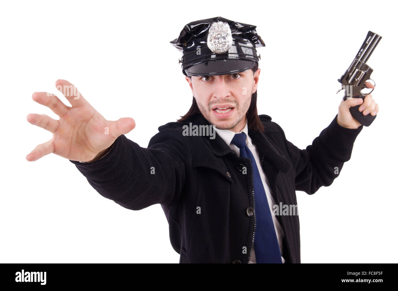 Police officer isolated on white Stock Photo - Alamy