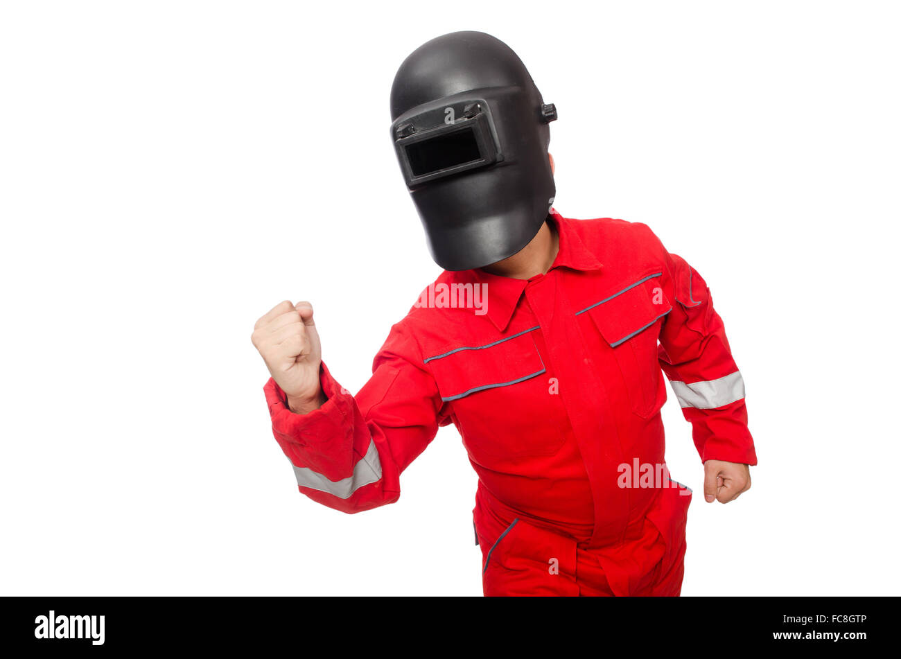 Funny welder isolated on white Stock Photo - Alamy
