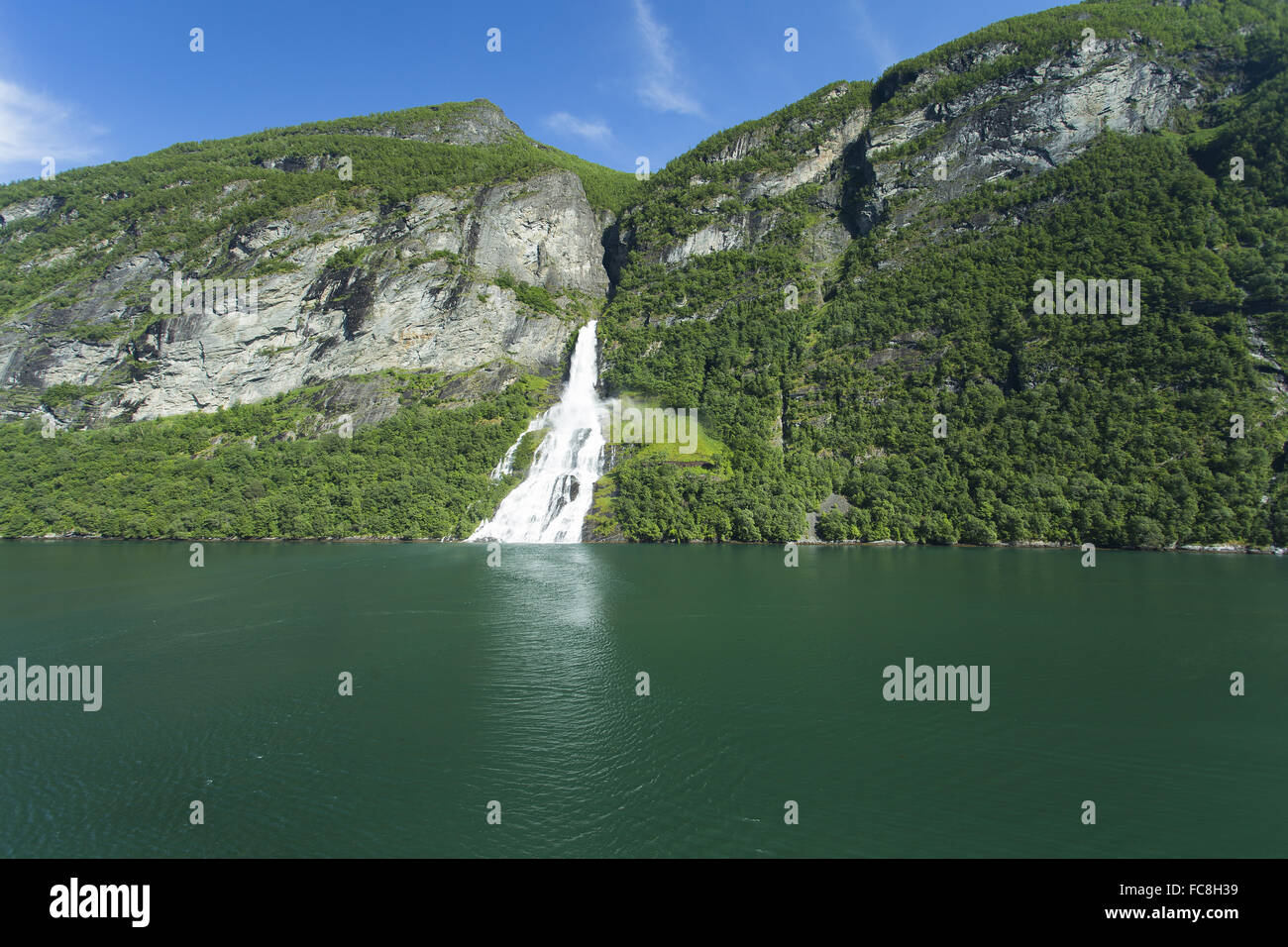 Waterfall in Geiranger Fjord Stock Photo - Alamy