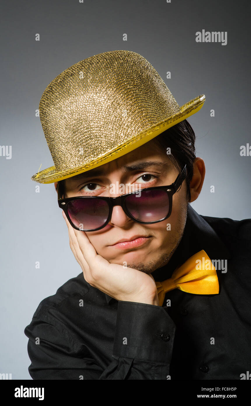 Funny man with vintage hat Stock Photo - Alamy