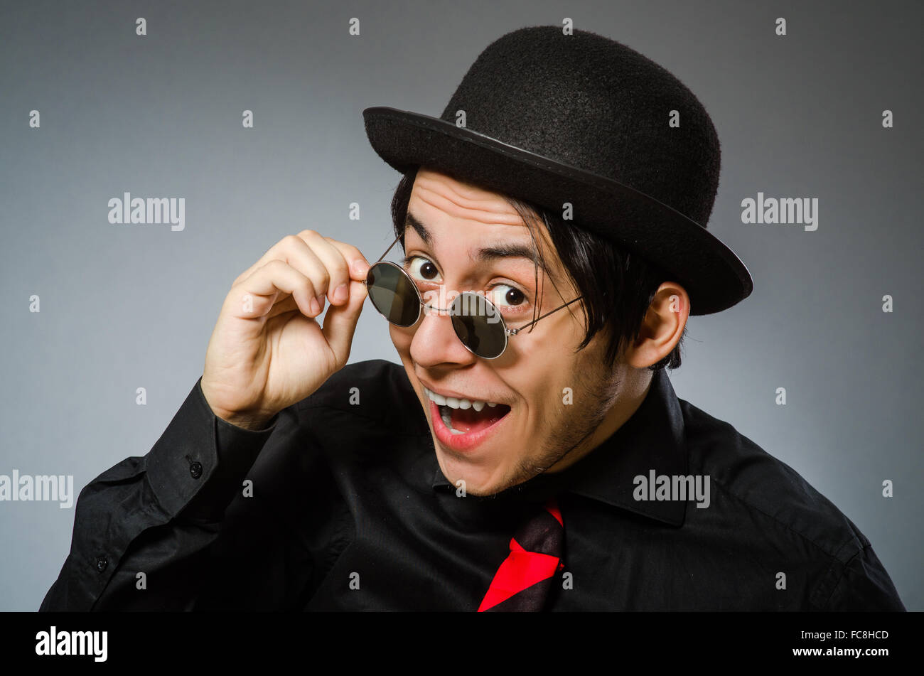 Funny man with vintage hat Stock Photo - Alamy