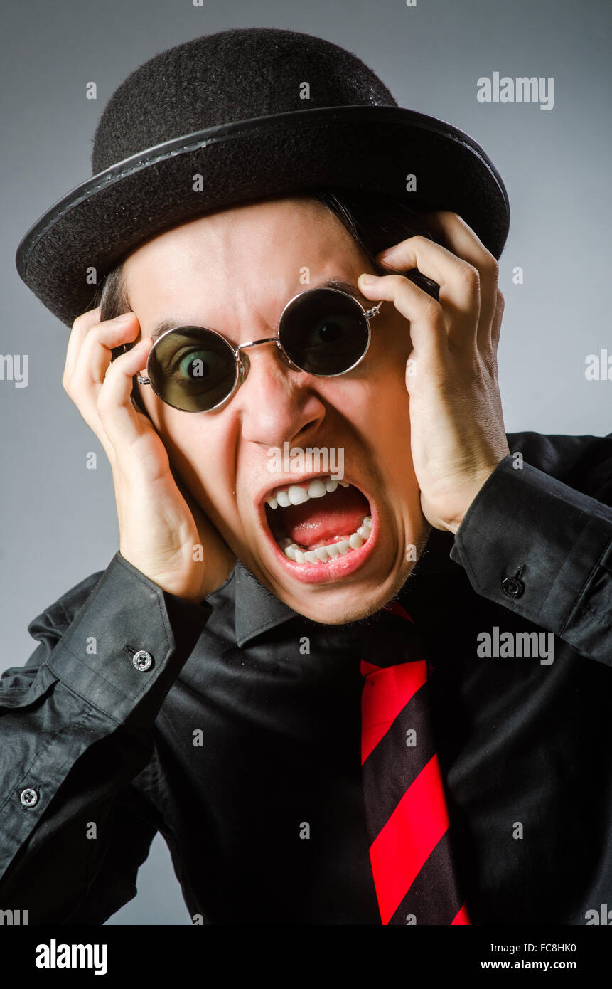 Funny man with vintage hat Stock Photo - Alamy