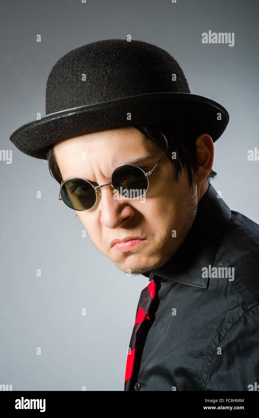 Funny man with vintage hat Stock Photo - Alamy