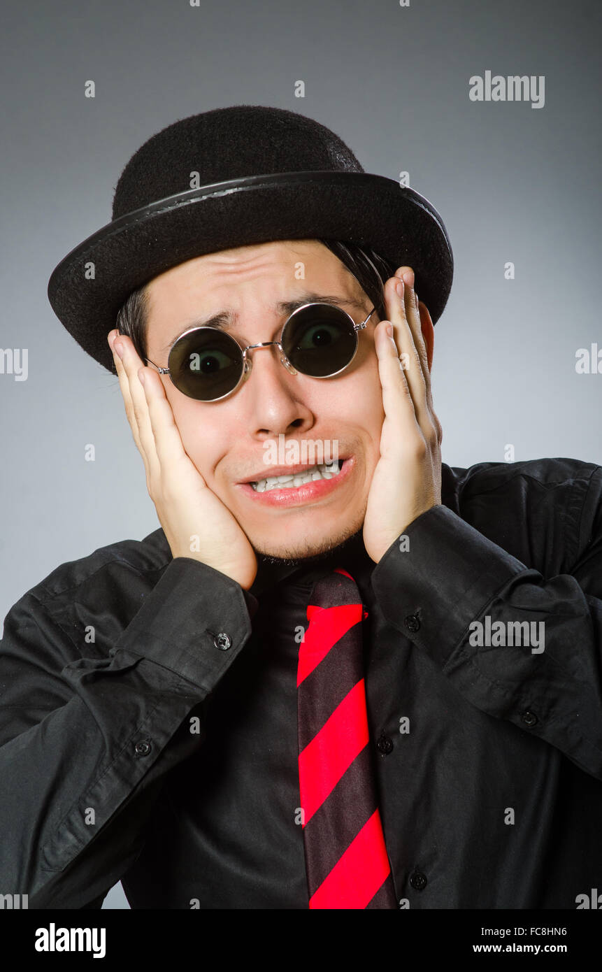 Funny man with vintage hat Stock Photo - Alamy
