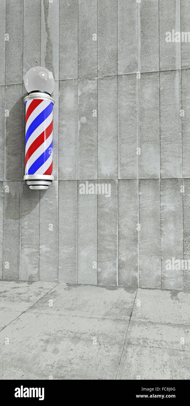 barber pole on concrete wall Stock Photo - Alamy