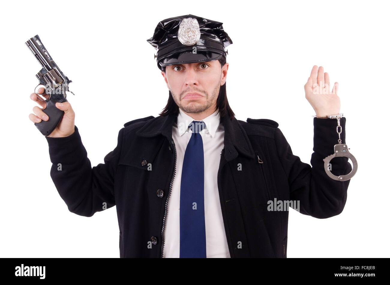 Police officer isolated on white Stock Photo - Alamy