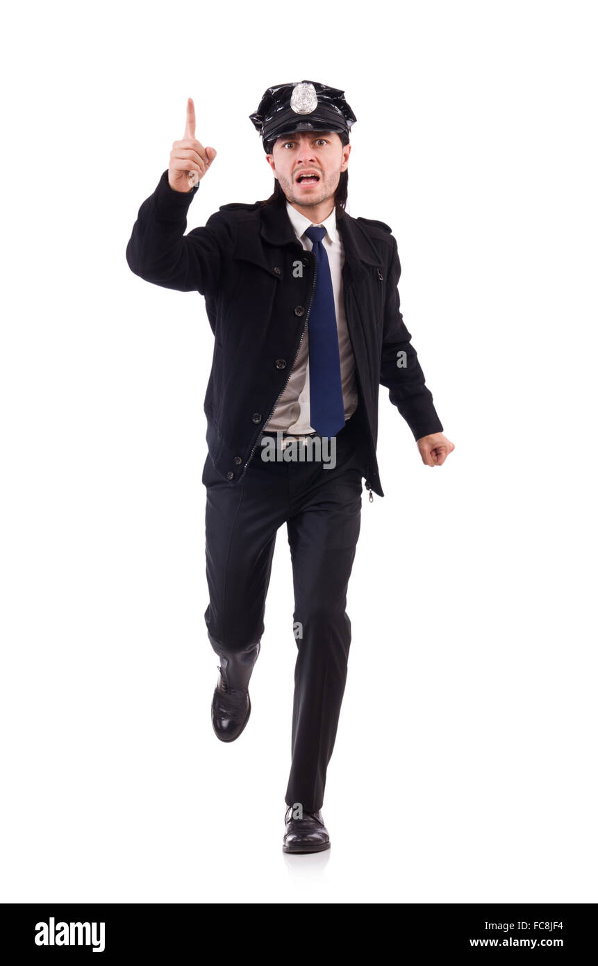 Police officer isolated on white Stock Photo - Alamy
