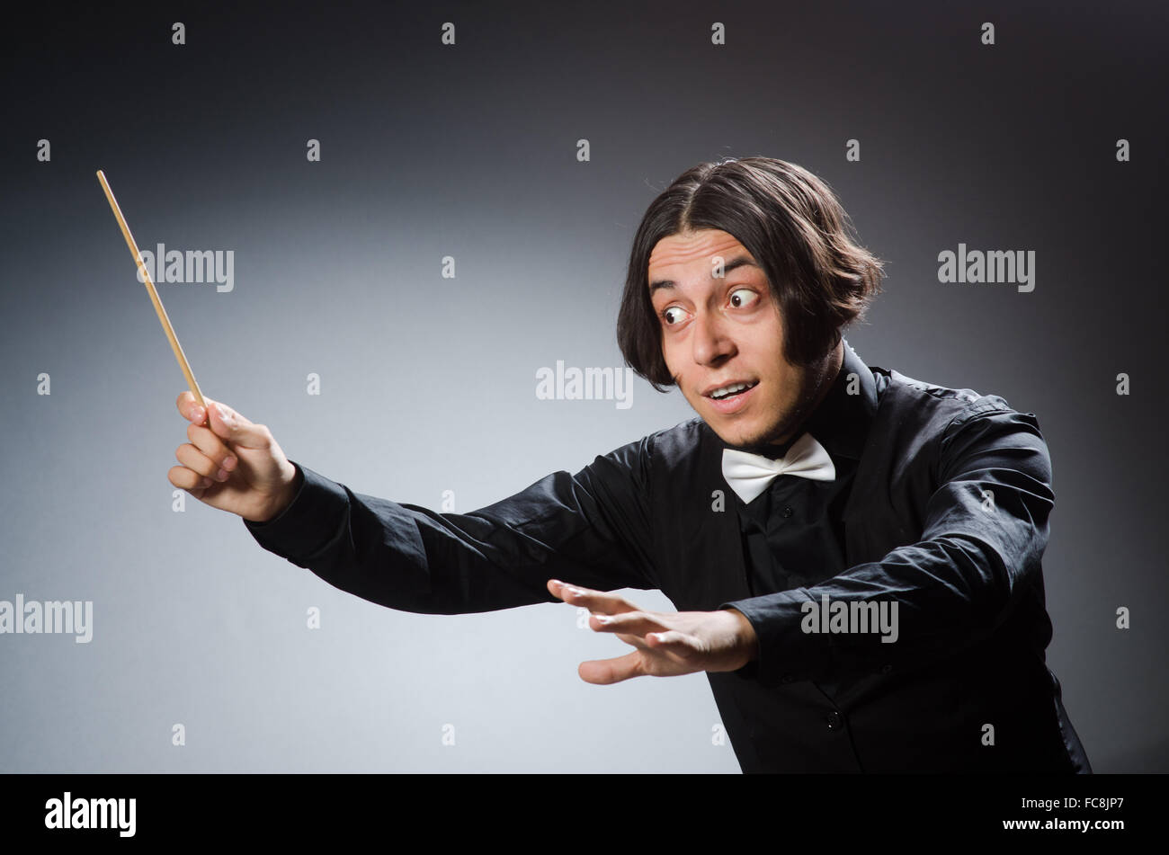 Funny conductor in musical concept Stock Photo - Alamy