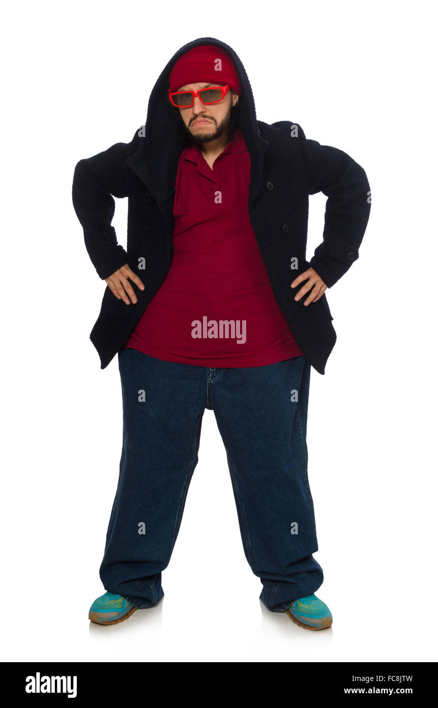 Overweight man isolated on the white Stock Photo - Alamy