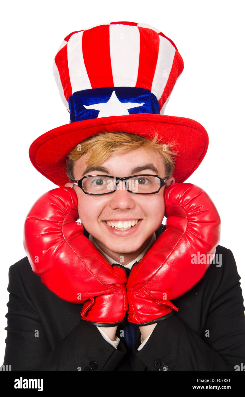 Man wearing hat with american symbols Stock Photo - Alamy