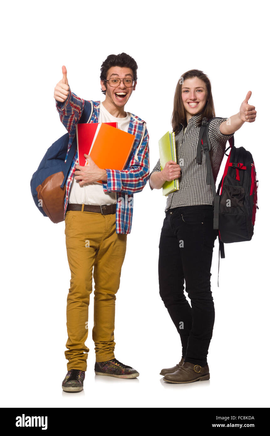 Pair of students isolated on white Stock Photo - Alamy