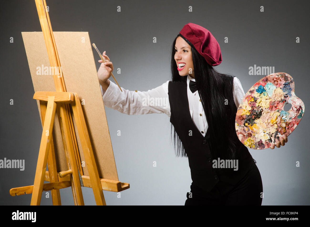 Funny artist working in the studio Stock Photo - Alamy