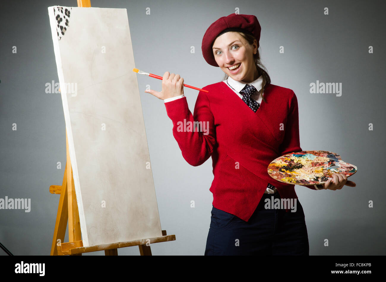 Funny artist working in the studio Stock Photo - Alamy