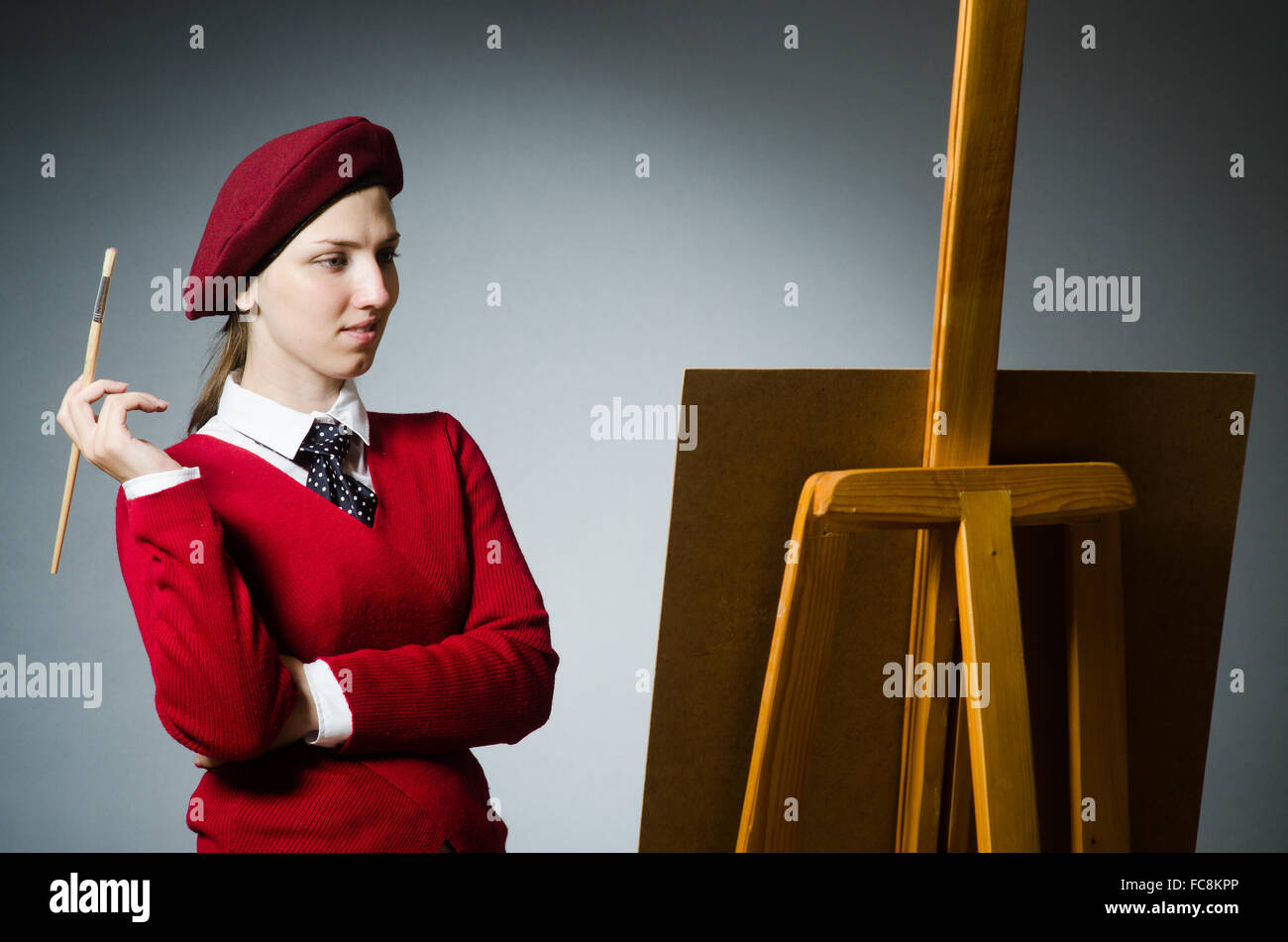 Funny artist working in the studio Stock Photo - Alamy