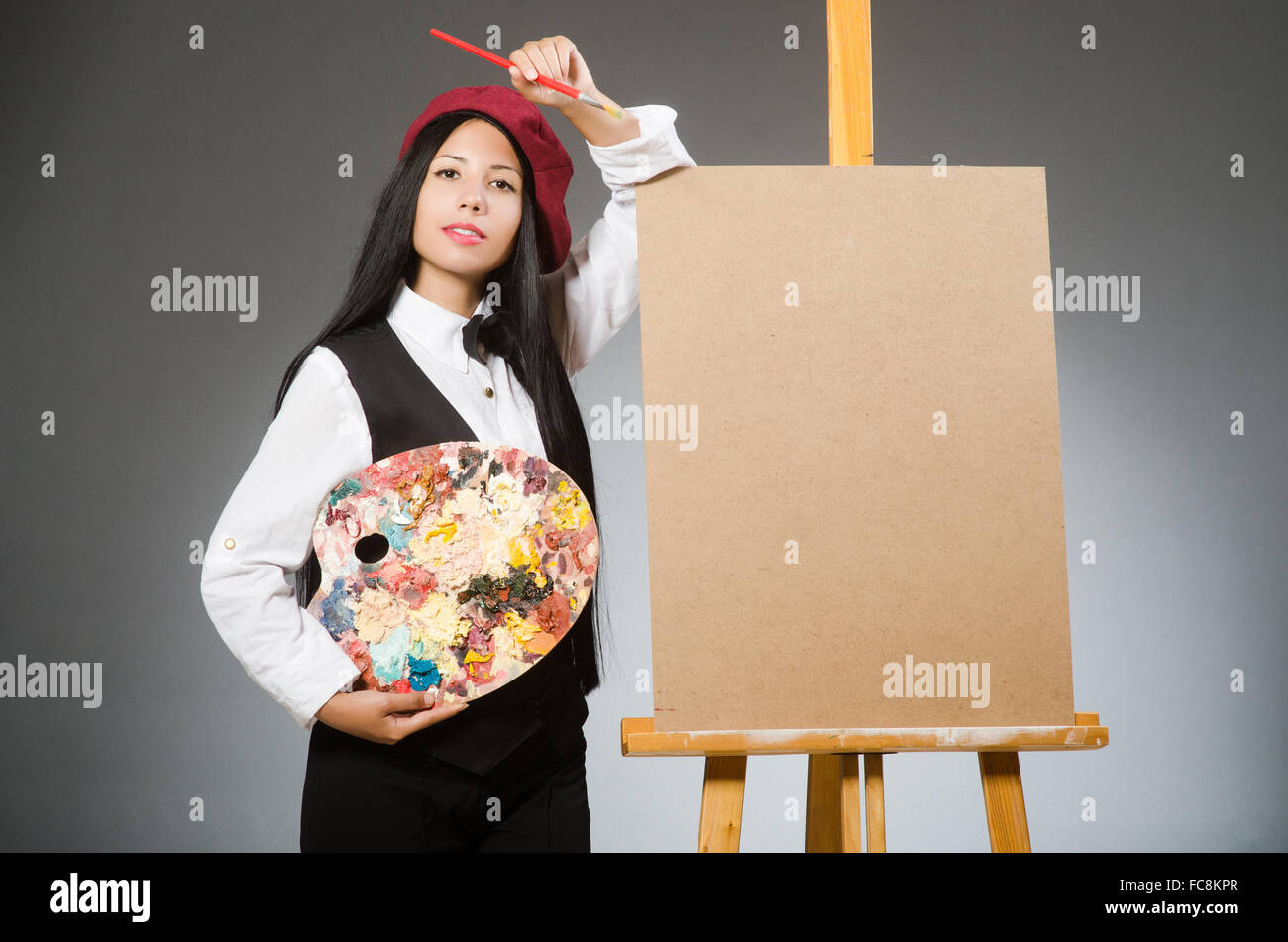 Funny artist working in the studio Stock Photo - Alamy