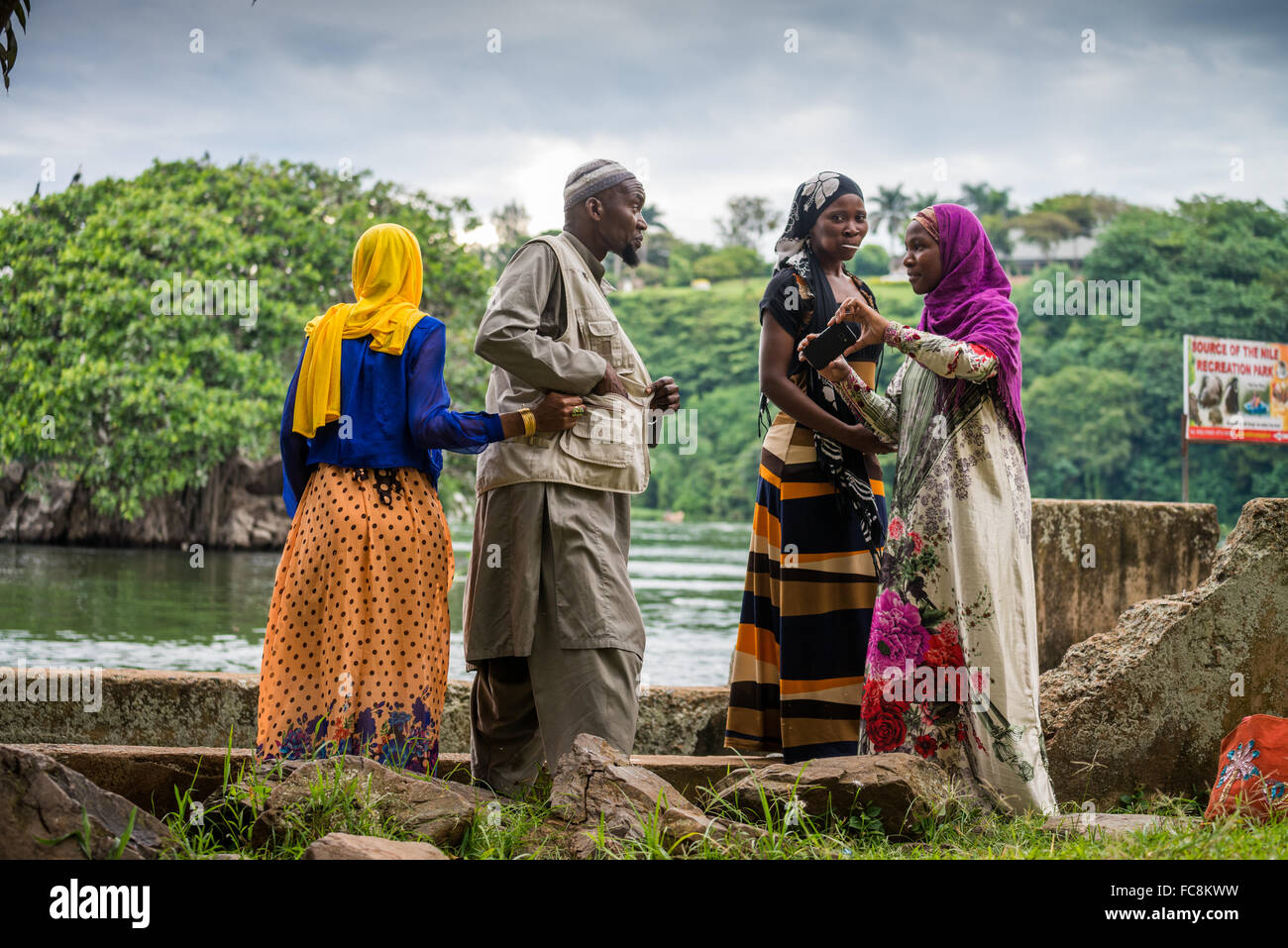 Portrait of the Muslim tourists, the source of the River Nile, Lake ...