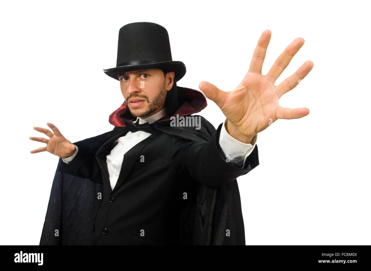 Man magician isolated on white Stock Photo - Alamy