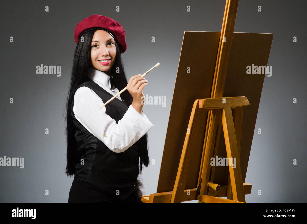 Funny artist working in the studio Stock Photo - Alamy