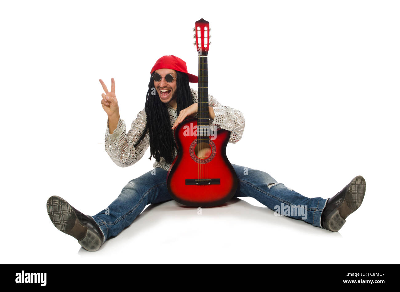 Musician man guitar sign Cut Out Stock Images & Pictures - Alamy