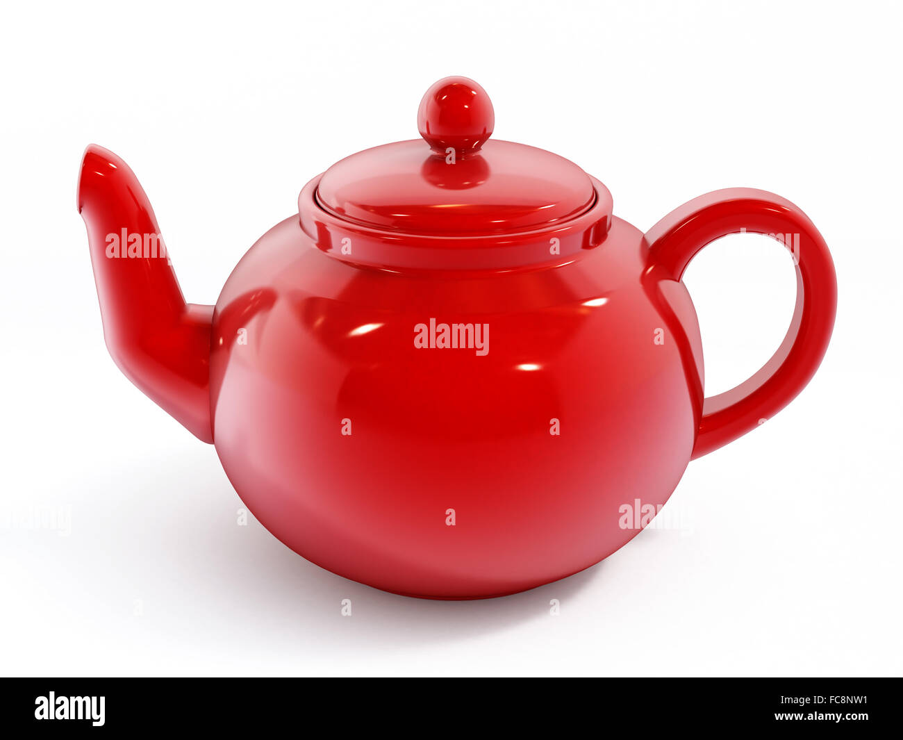 Red porcelain teapot isolated on white background Stock Photo - Alamy
