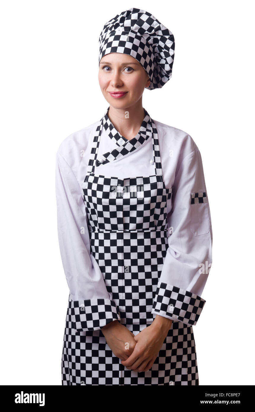 Female chef in uniform isolated on white Stock Photo - Alamy