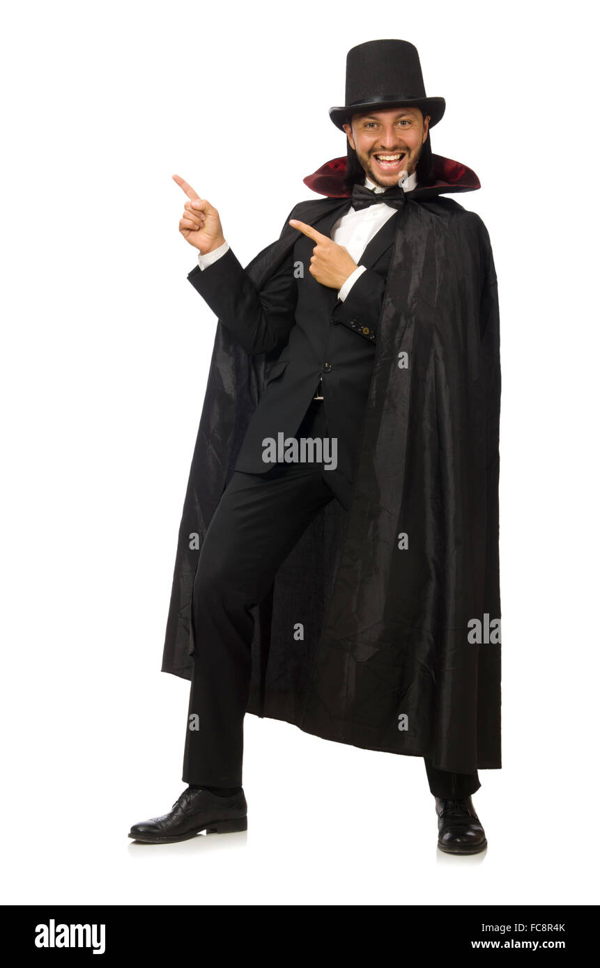 Man magician isolated on white Stock Photo - Alamy