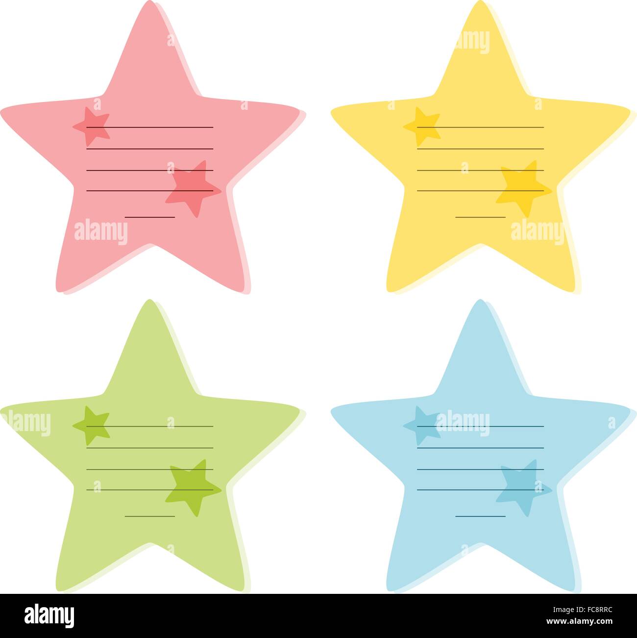 Colorful paper note of love, memo star illustration Stock Vector Image ...
