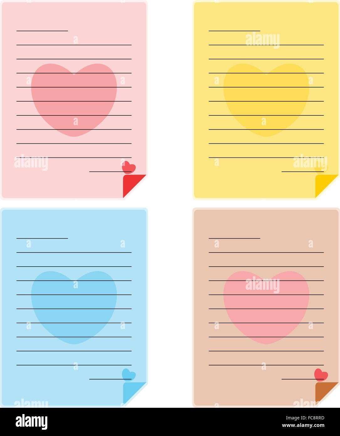 Colorful paper note of love, memo illustration Stock Vector Image & Art ...