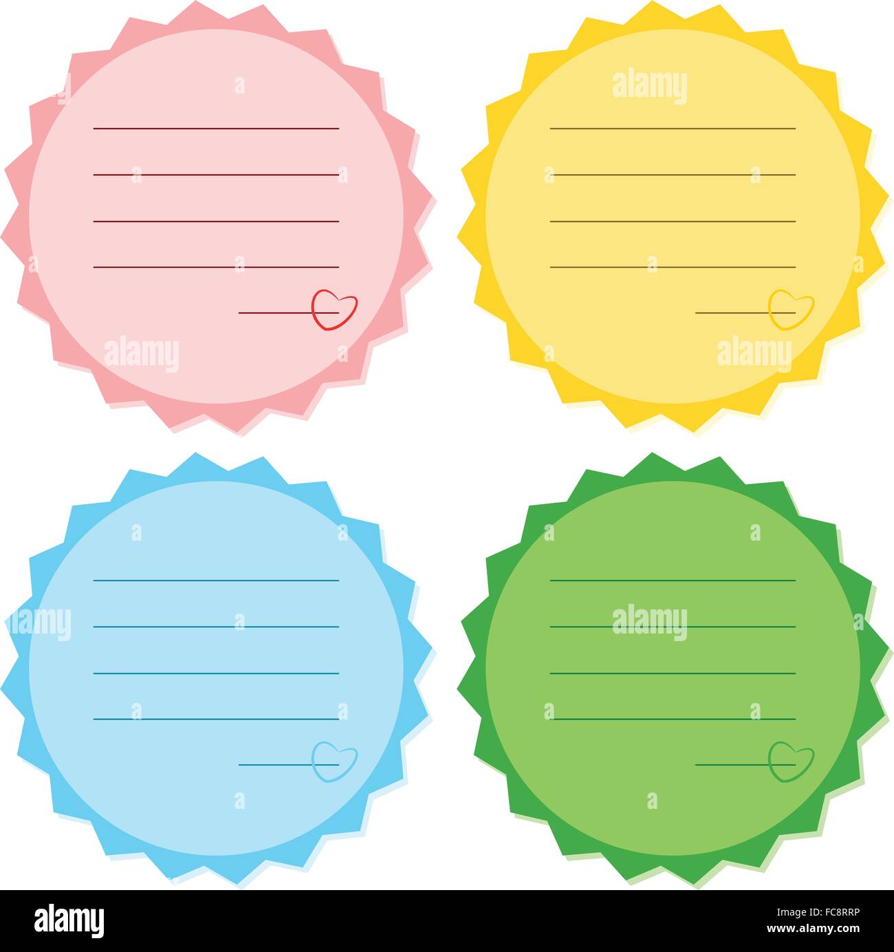 Colorful paper note of love, memo circle illustration Stock Vector ...
