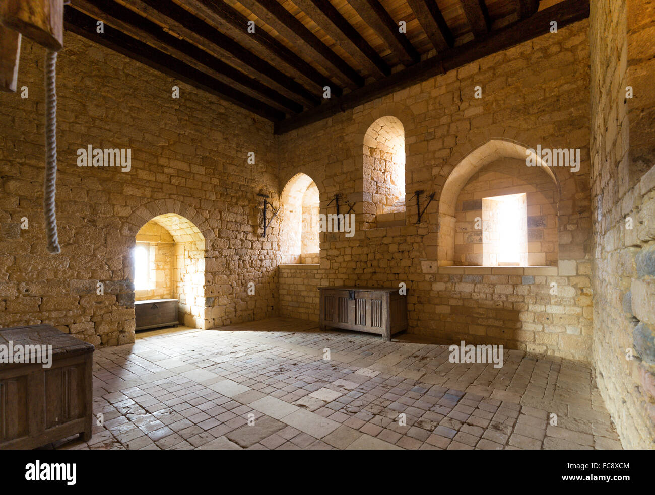 Chateau de Beynac interior, Beynac-et-Cazenac, Dordogne, France Stock ...