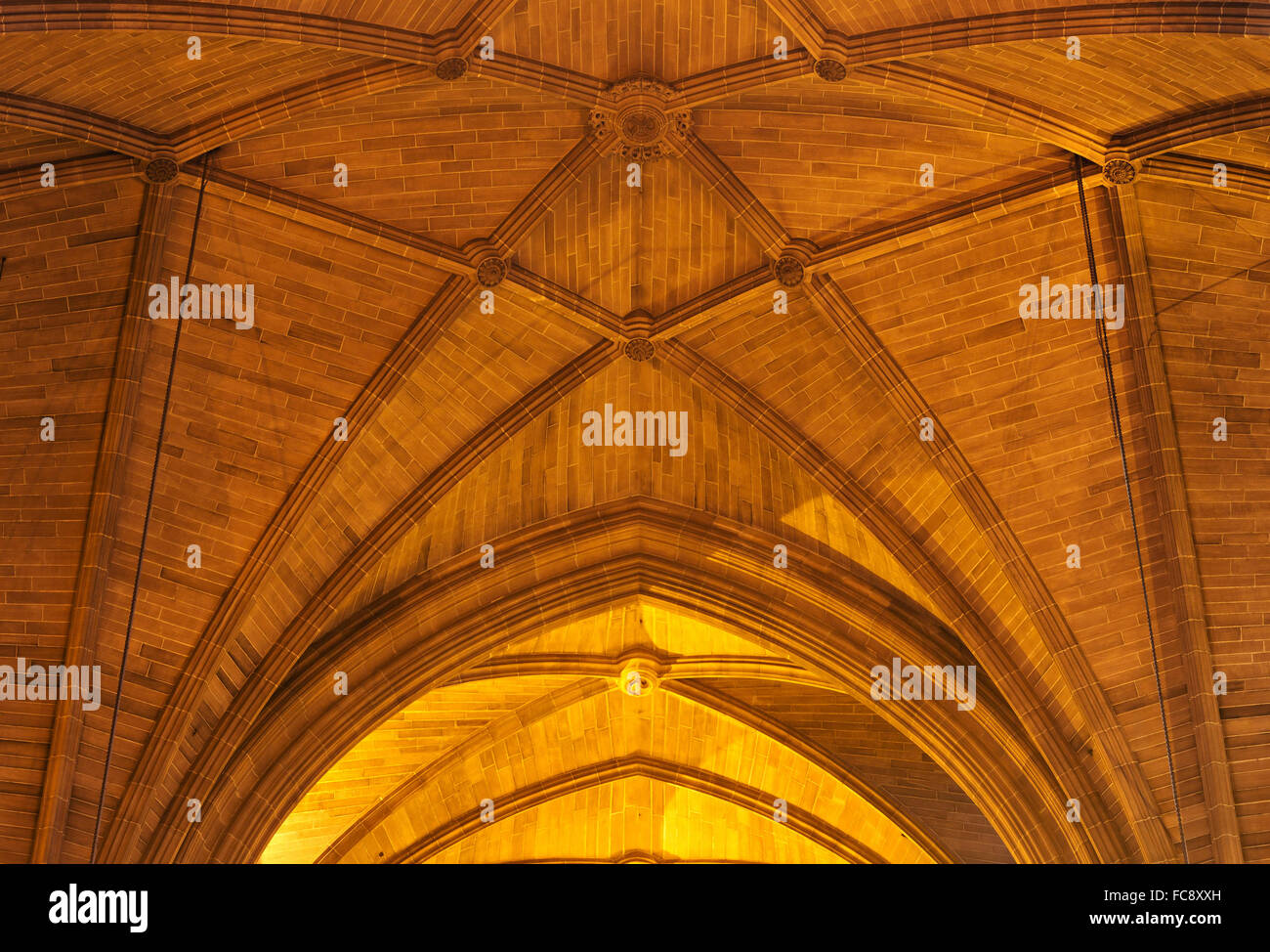 Intricate sandstone ceiling inside Liverpool Anglican Cathedral Stock ...