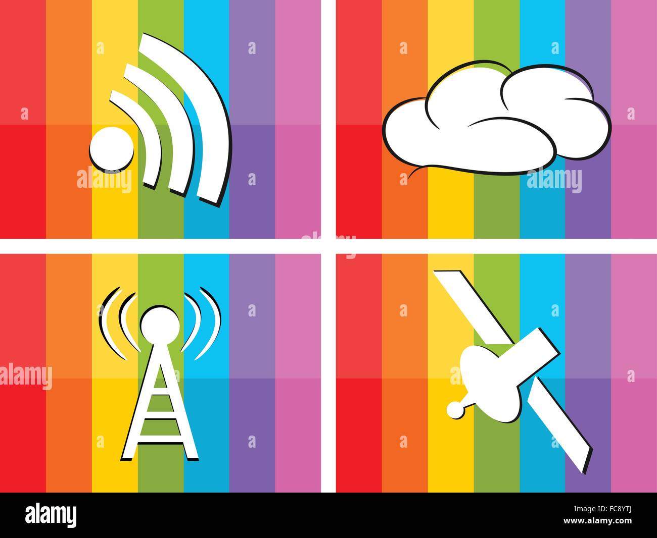 wifi cloud satellite in colorful background technology concept ...
