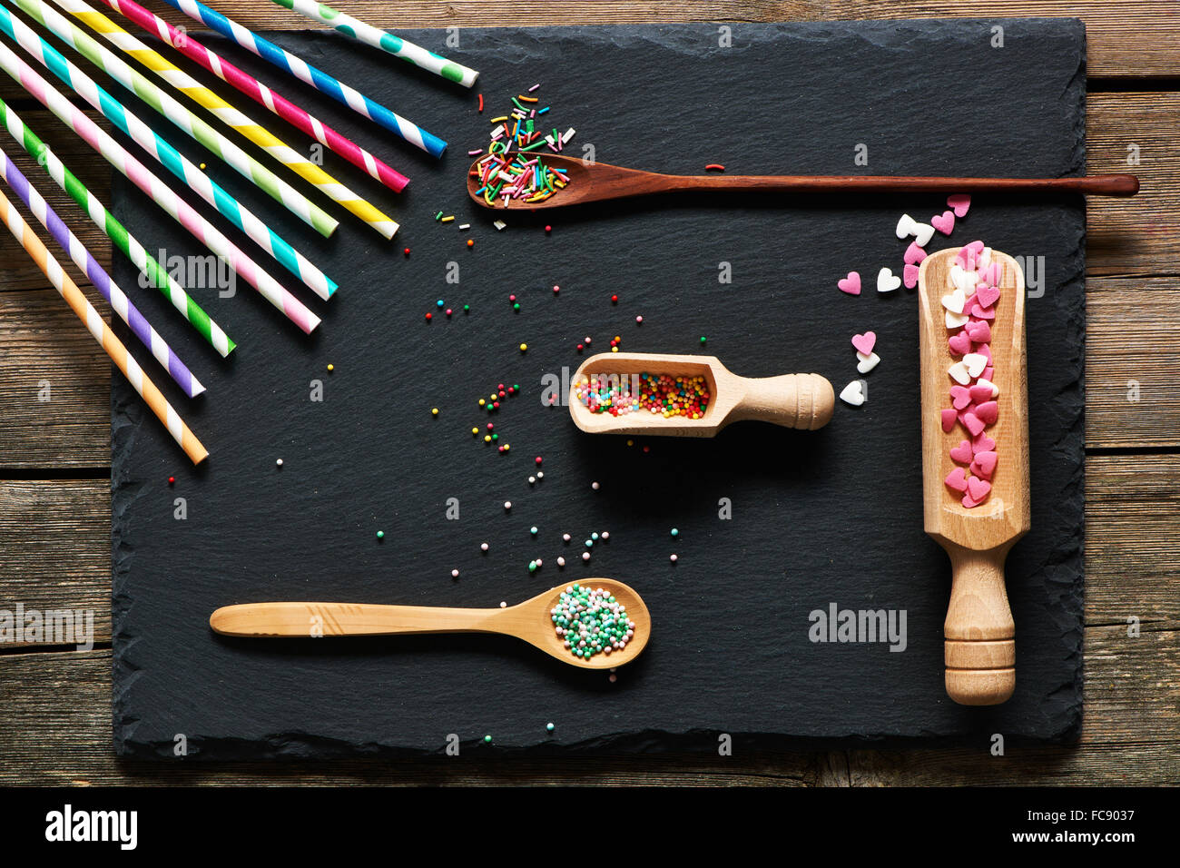 Drinking straws and sugar sprinkle dots Stock Photo - Alamy