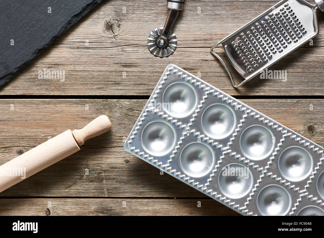 Kitchen utensils for homemade pasta ravioli Stock Photo - Alamy