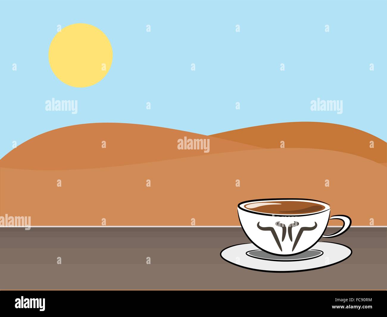 Coffee symbol and mountain background in the break time concept ...