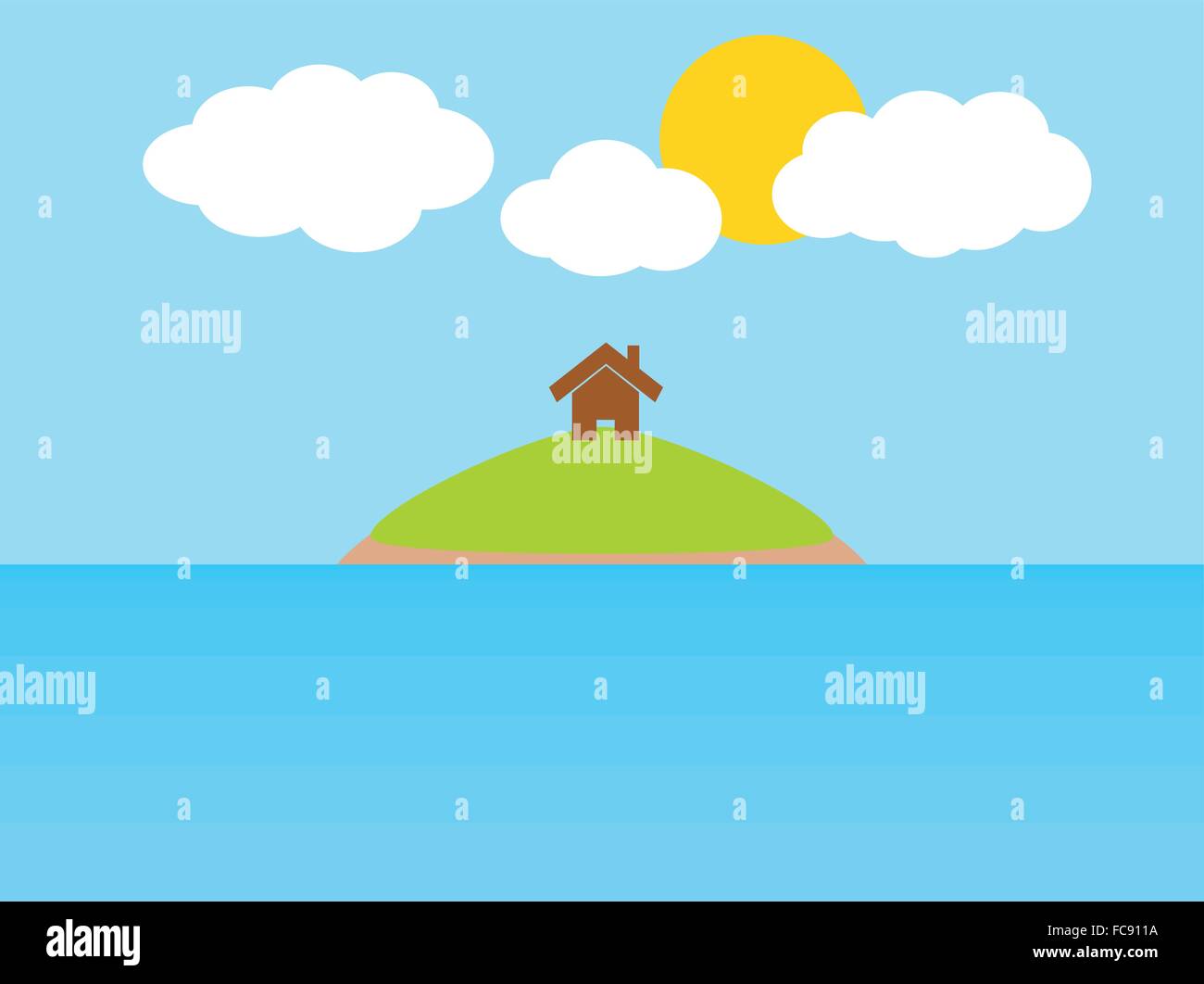 Sea island in the summer vacation concept illustrator Stock Vector ...